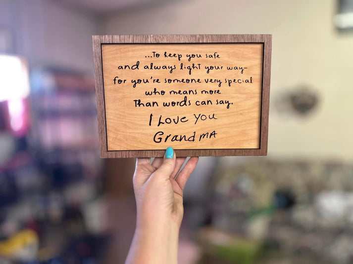 Handwritten signature plaques – Love and Wood